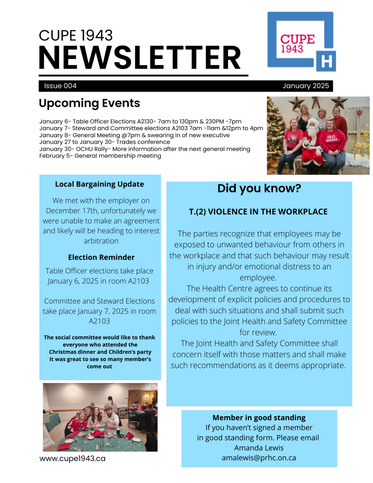 January newsletter - CUPE 1943